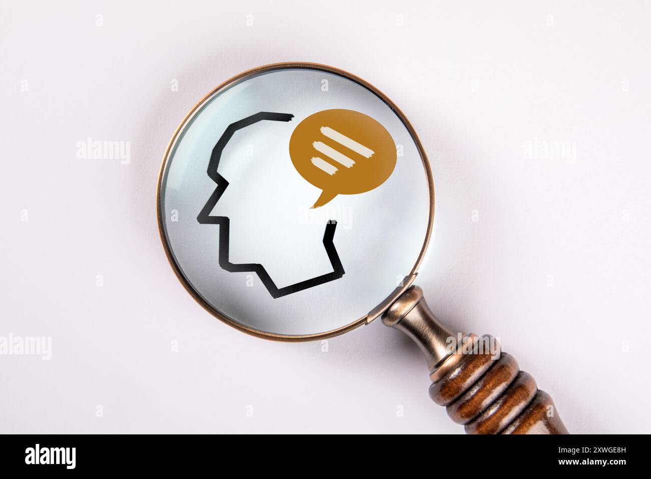 Communication concept. Magnifying glass on a white background Stock ...