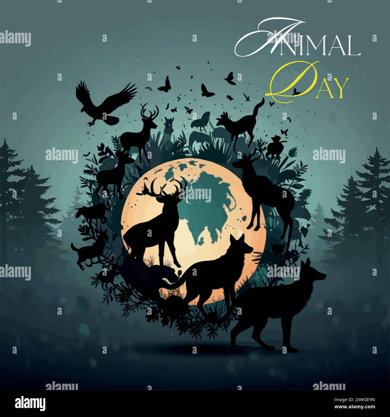 World Animal Day Logo Icon Vector Art Illustration Stock Vector Image ...