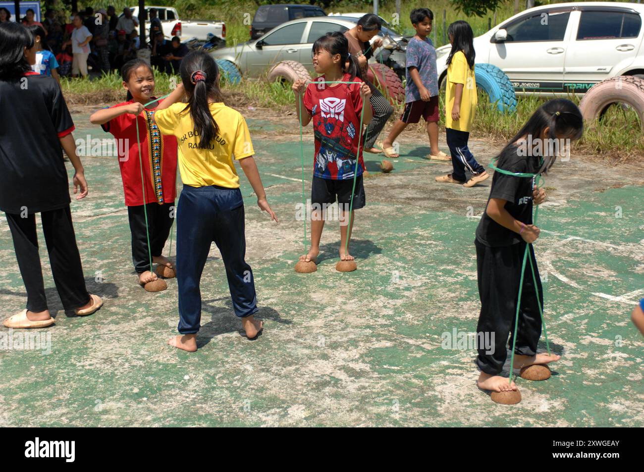 Coconut Shell Race at local community event, Bongkud, Ranau, Sabah ...