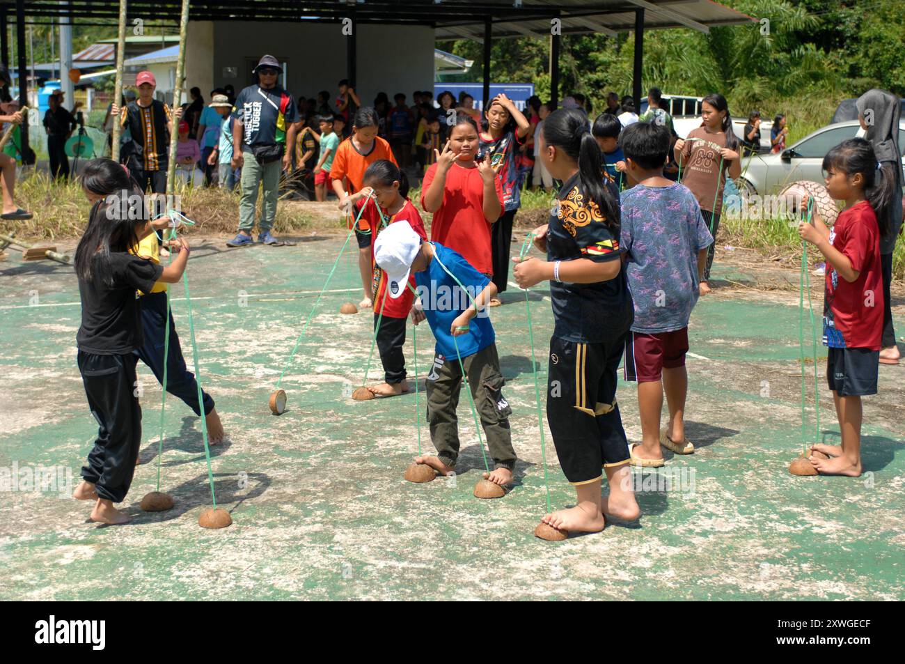 Stilt races ar local festival, Bongkud, Ranau, Sabah, Malaysia Stock ...