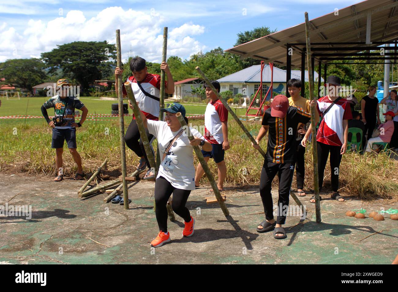 Stilt races ar local festival, Bongkud, Ranau, Sabah, Malaysia Stock ...