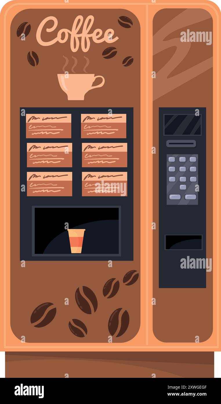 Coffee vending machine. Automatic cartoon espresso maker isolated on ...