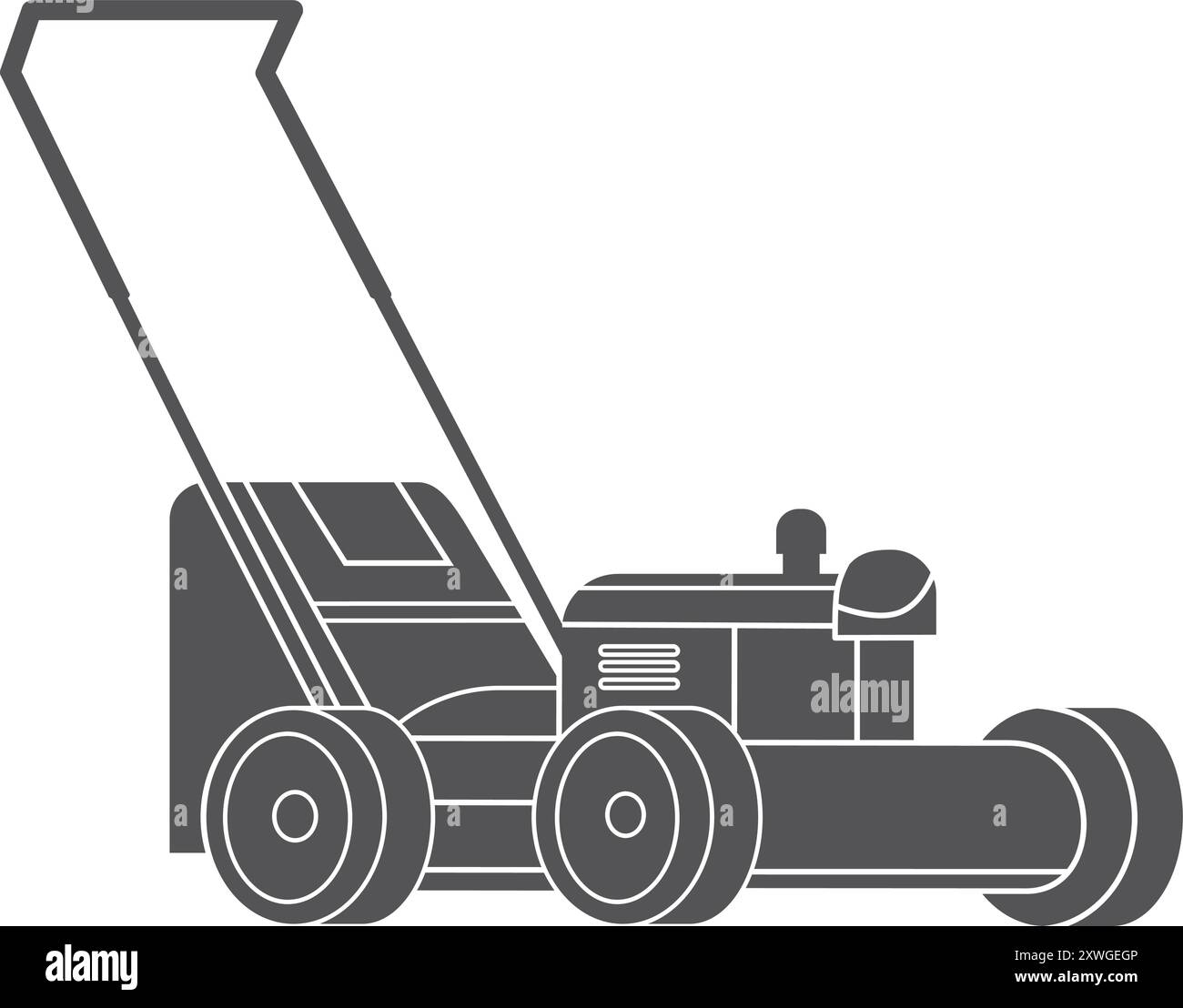 Garden trimming machine black icon. Cylinder mower isolated on white ...
