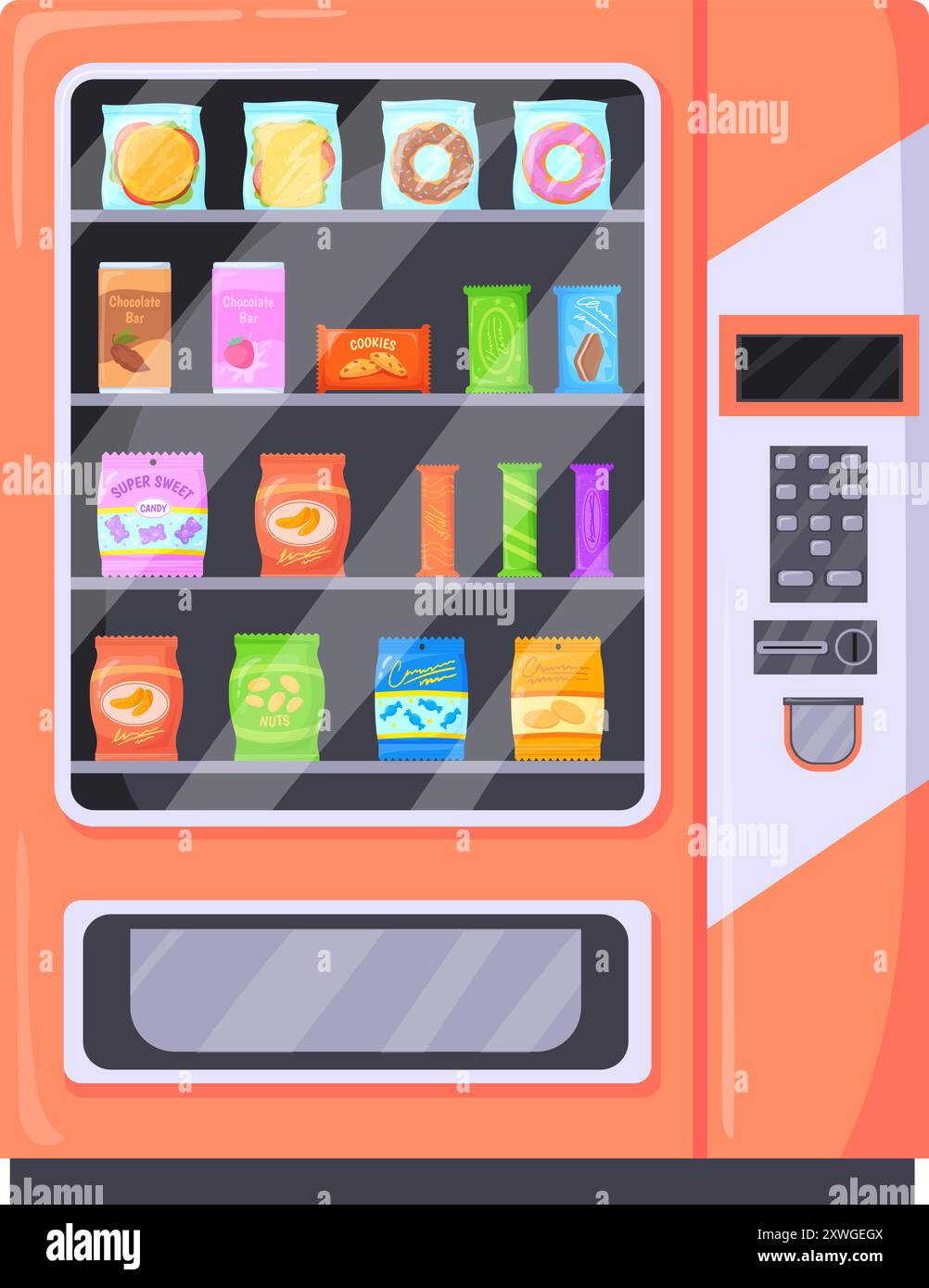 Snack machine cartoon icon. Vending food retail isolated on white ...