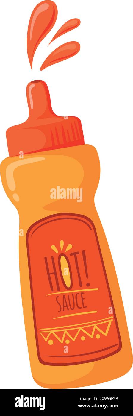 Hot sauce bottle cartoon icon. Sriracha spice isolated on white ...