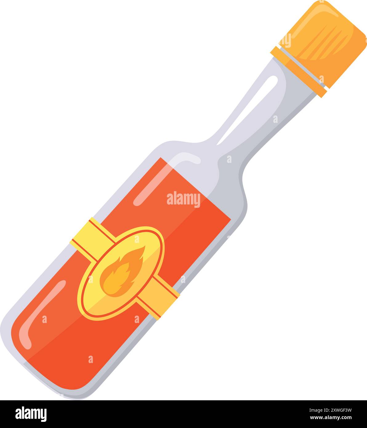 Chili Sauce Glass Bottle Spicy Dip Condiment Isolated On White Background Stock Vector Image