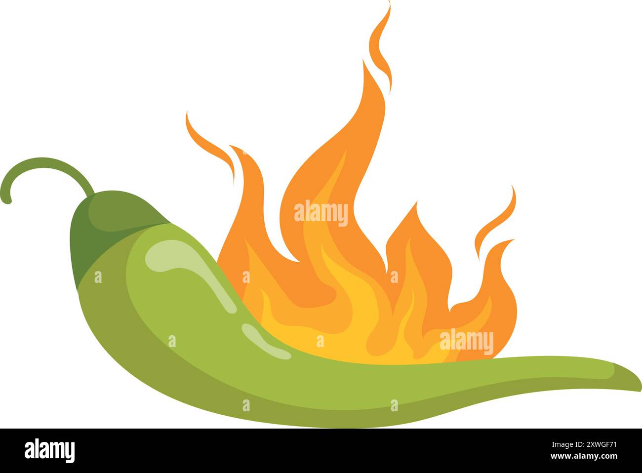 Burning jalapeno cartoon icon. Mexican spicy food emblem isolated on ...