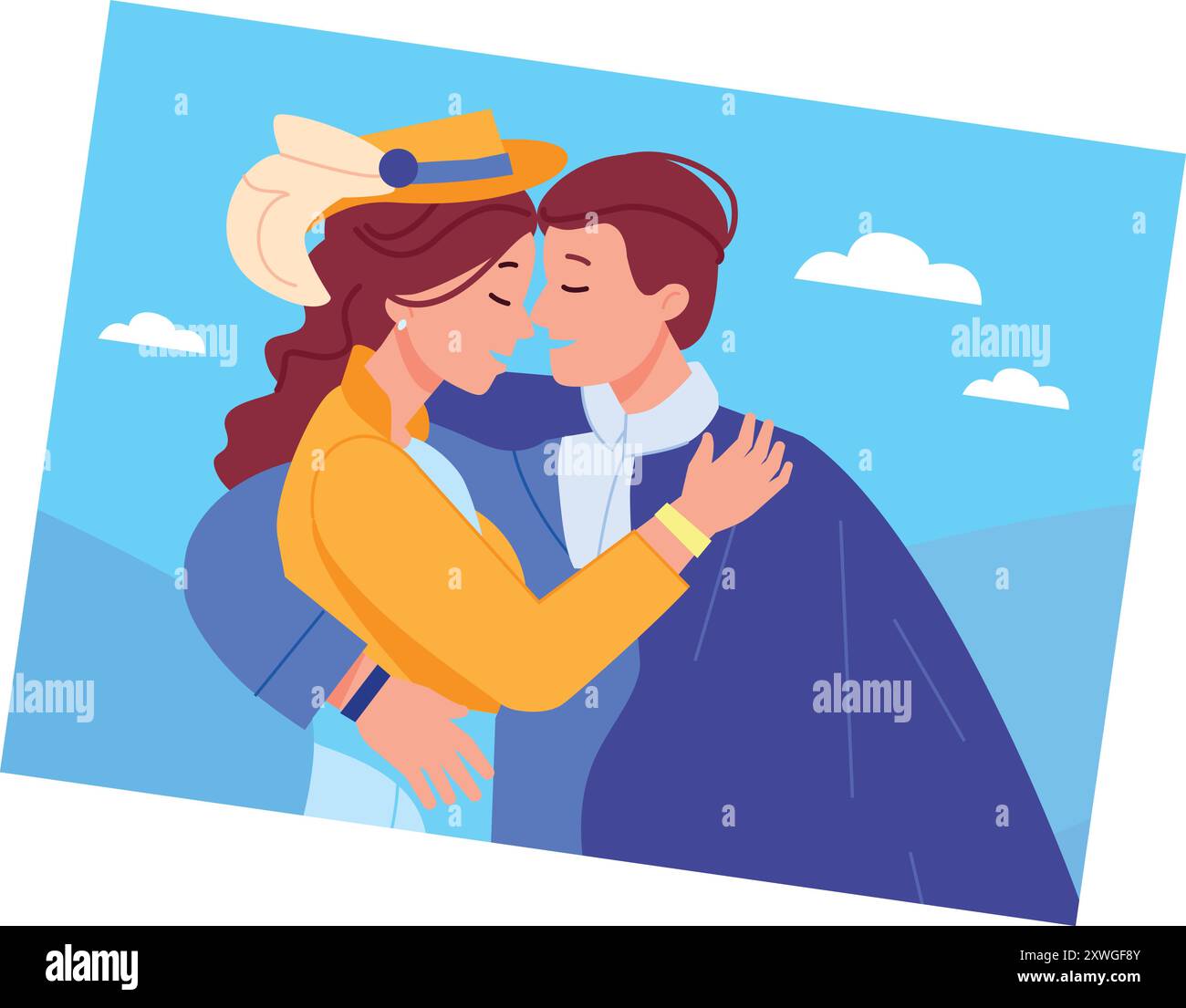 Romantic photo icon. Kissing man and woman. Love picture isolated on ...