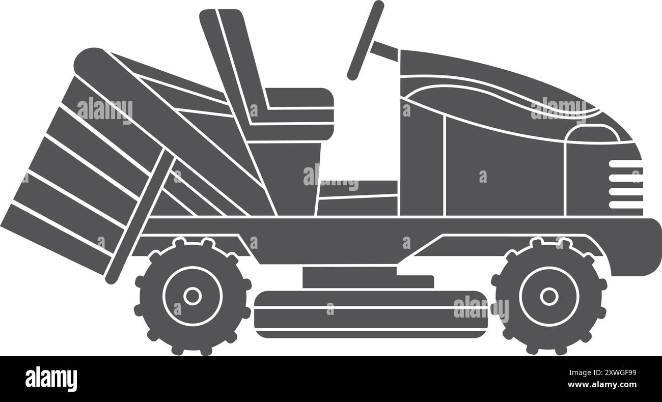 Grass cutting machine black icon. Lawn mower isolated on white ...