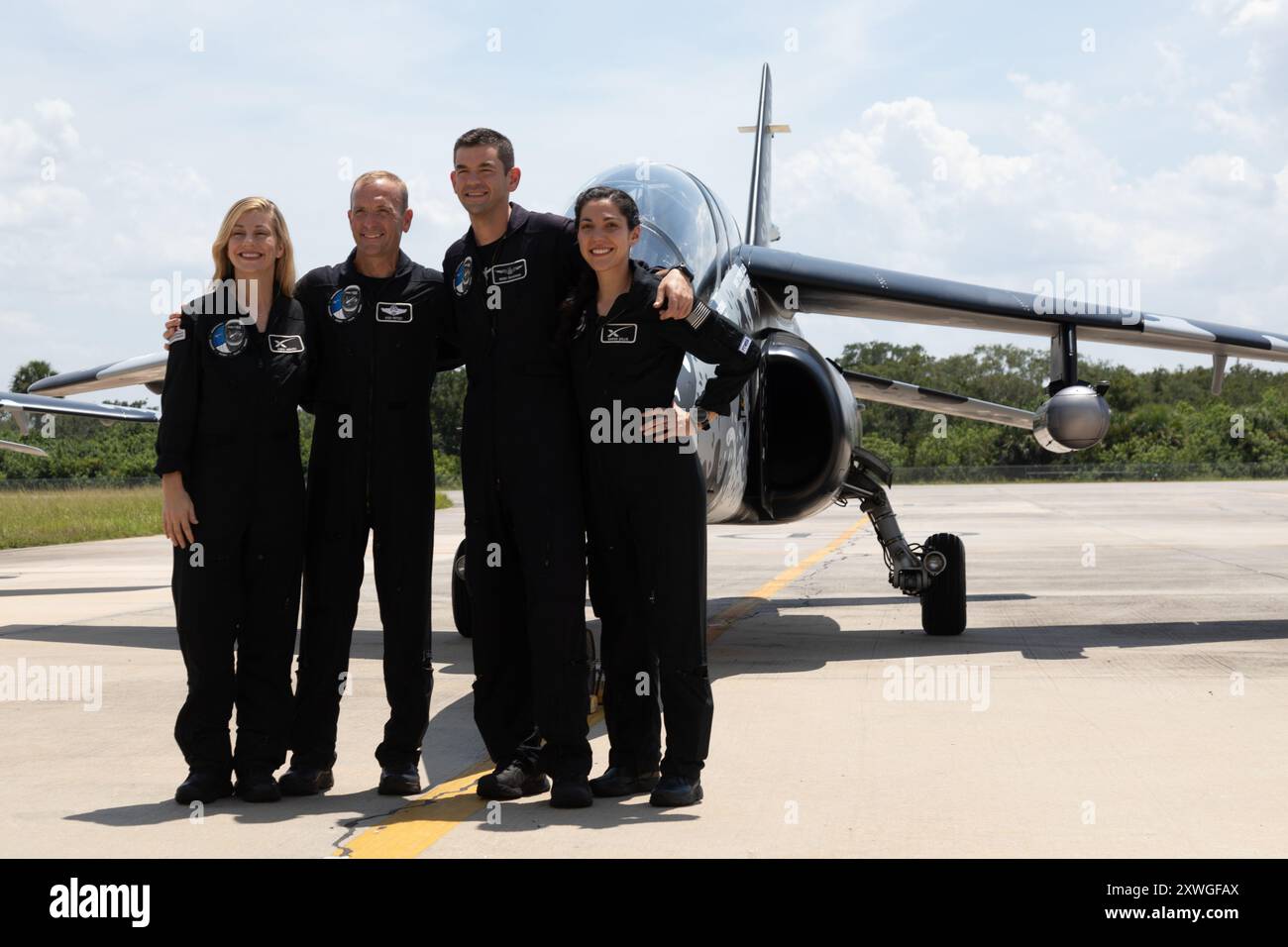 Kennedy Space Center, USA. 19th Aug, 2024. Jet flyover and briefing ...