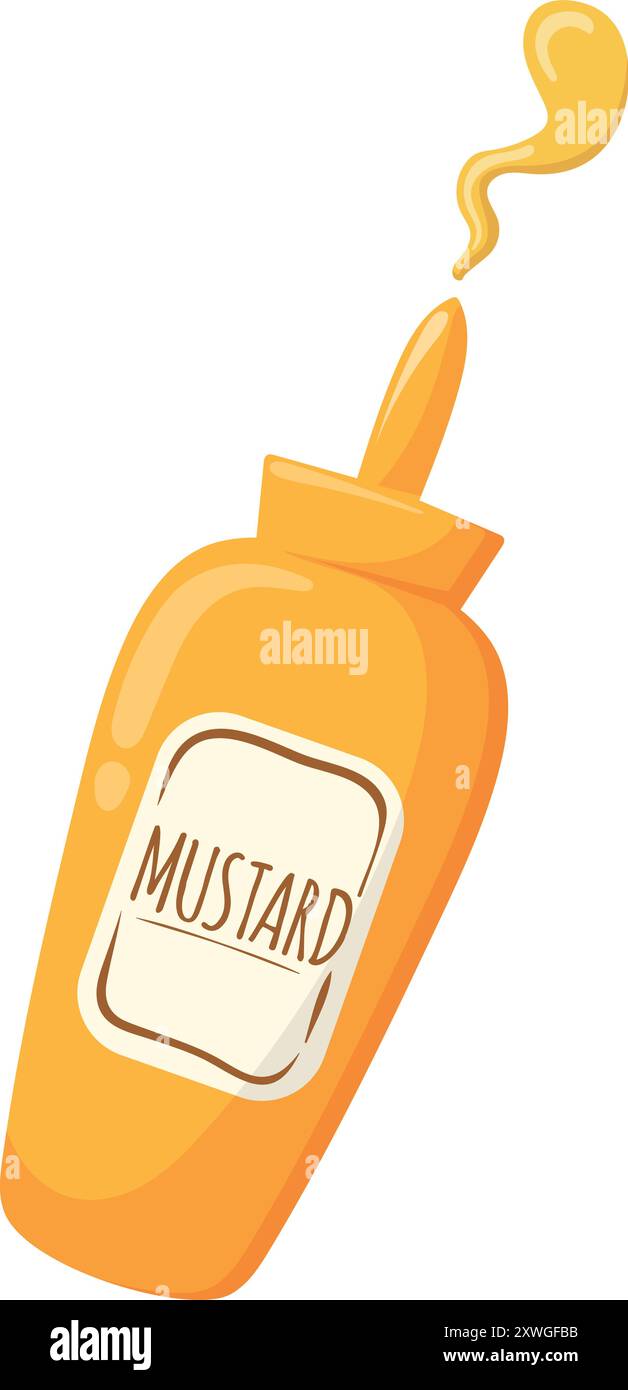Mustard cartoon icon. Plastic bottle with squeezing sauce isolated on ...