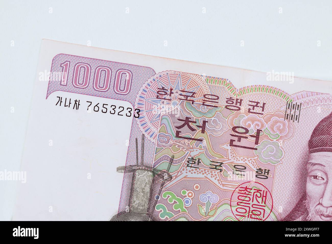 Issuance banknotes in denomination 1000 Korean won cash by National ...