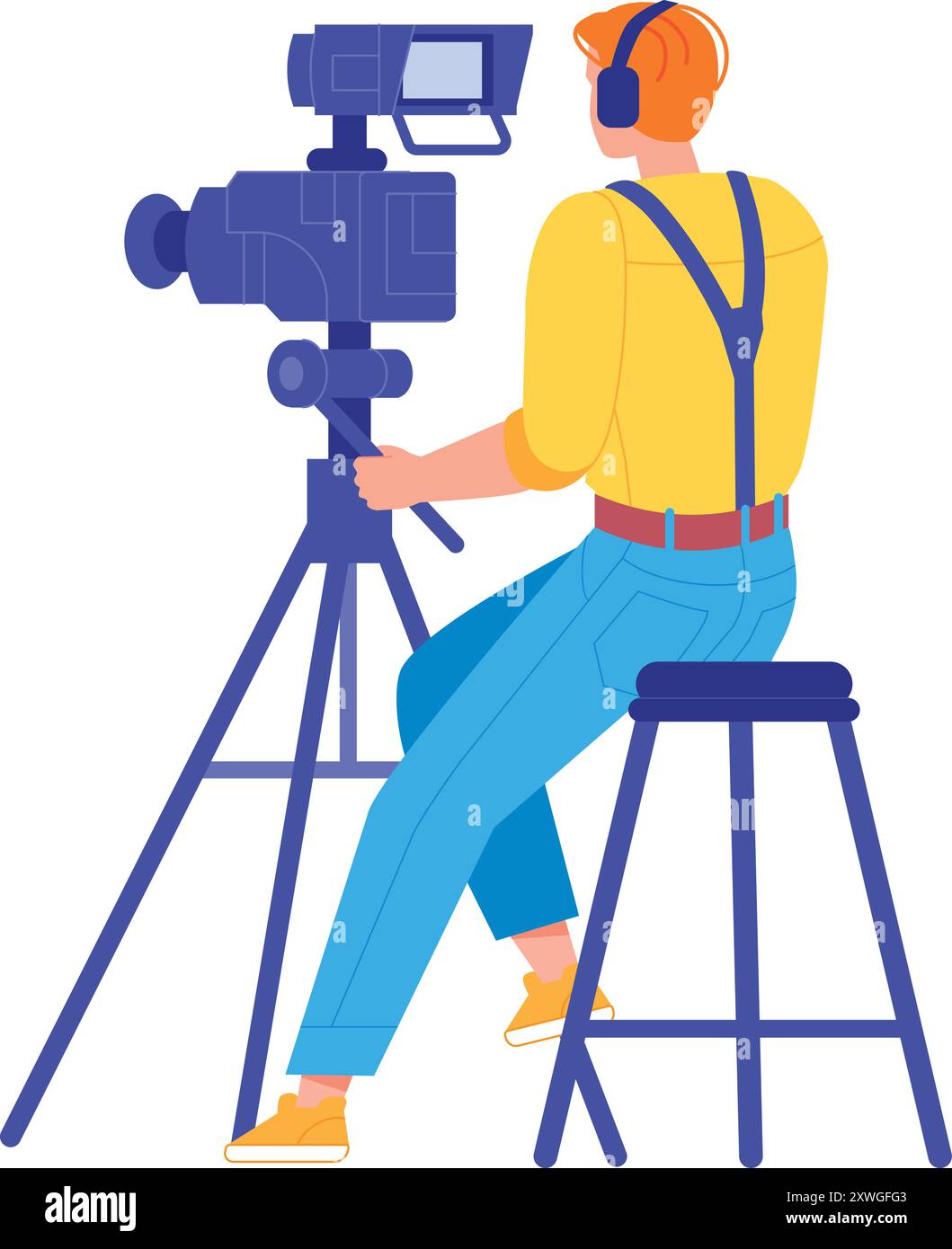 Movie operator color character. Professional cinema worker isolated on ...