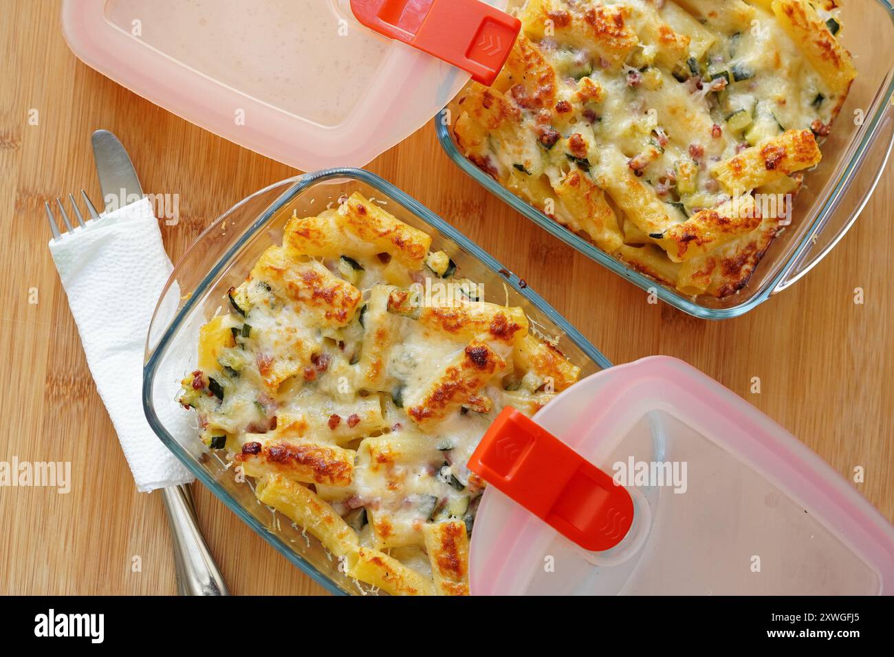 Heat-resistant glass Tupperware, Top view Stock Photo - Alamy