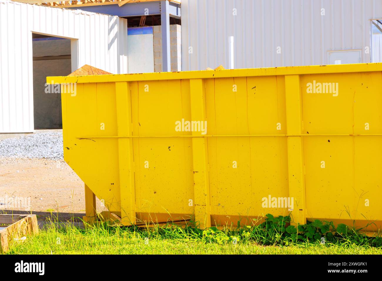Construction site with metal container dumpsters for storing waste ...
