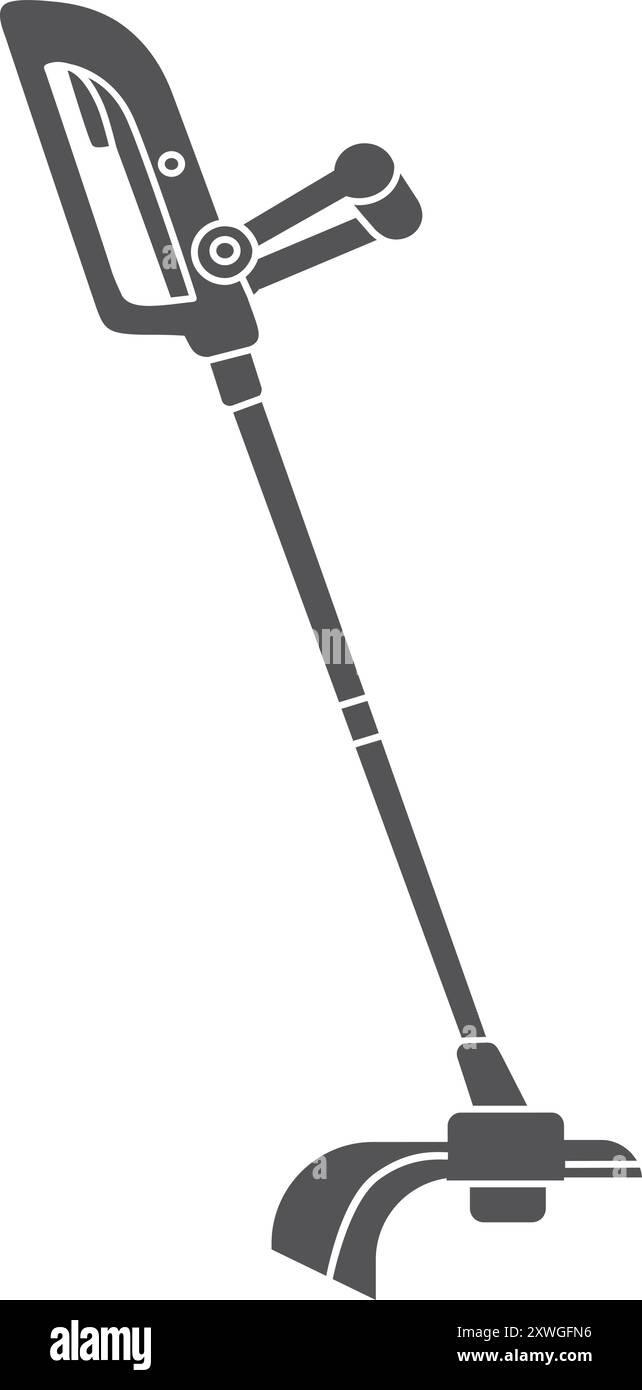 Lawn trimming device black icon. Garden equipment isolated on white ...