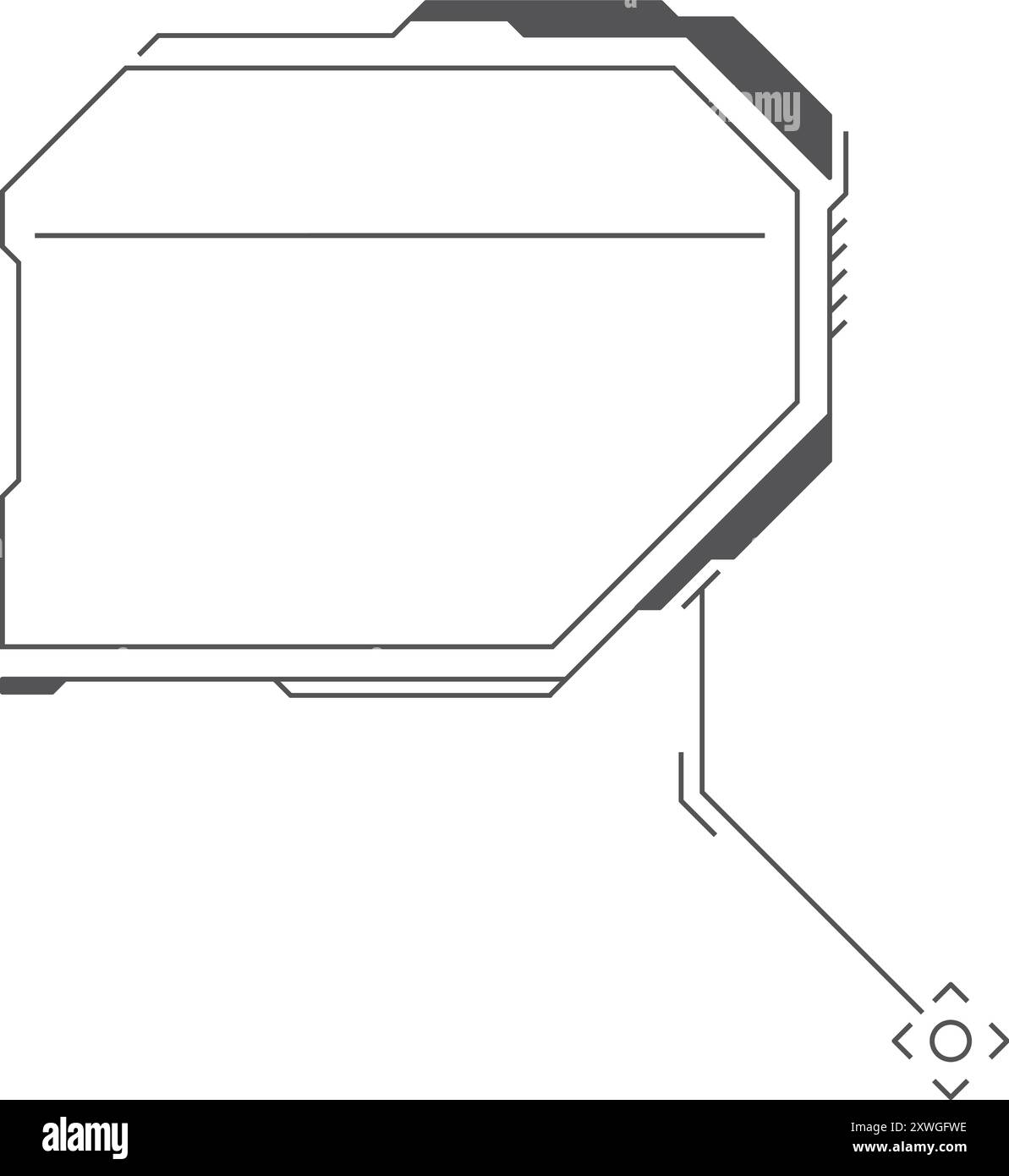 Hud callout empty template. Black line textbox isolated on white ...