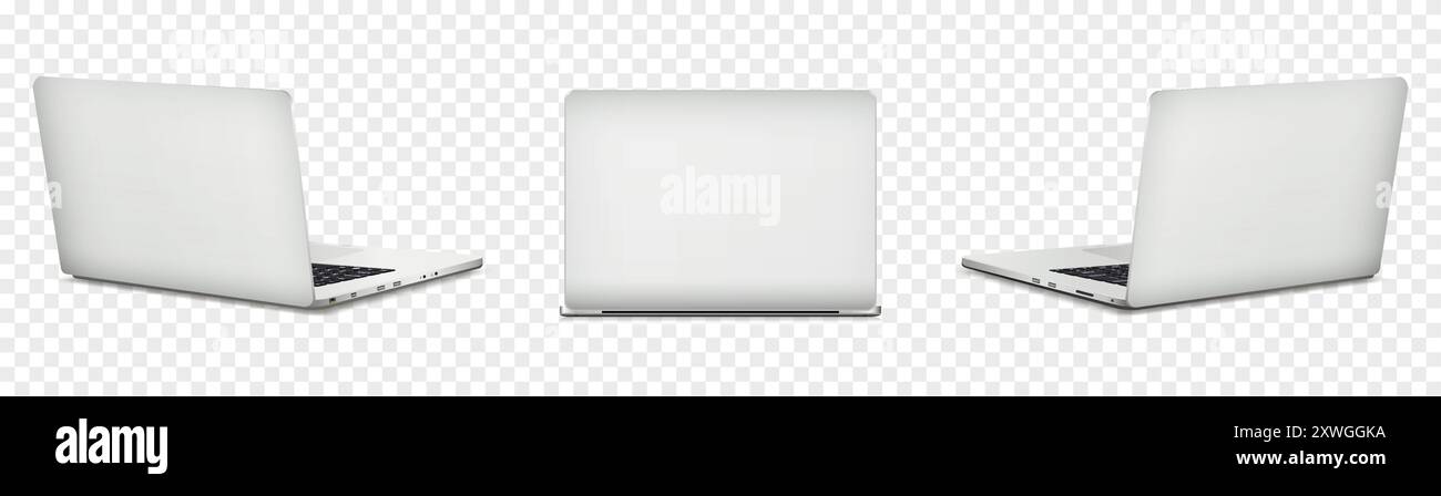 Back and side view of laptop computer isolated on transparent ...