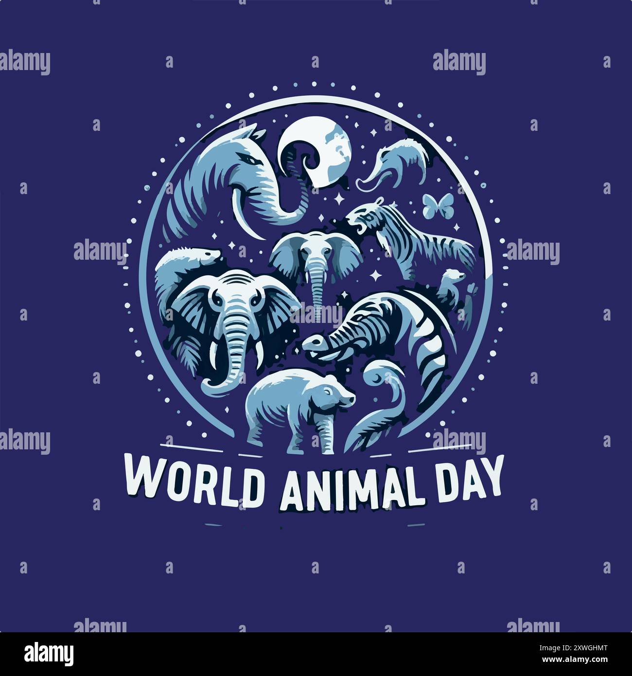 World Animal Day Logo Icon Vector Art Illustration Stock Vector Image ...