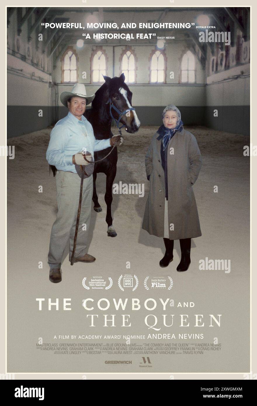 THE COWBOY AND THE QUEEN, US poster, from left: horse trainer Monty ...