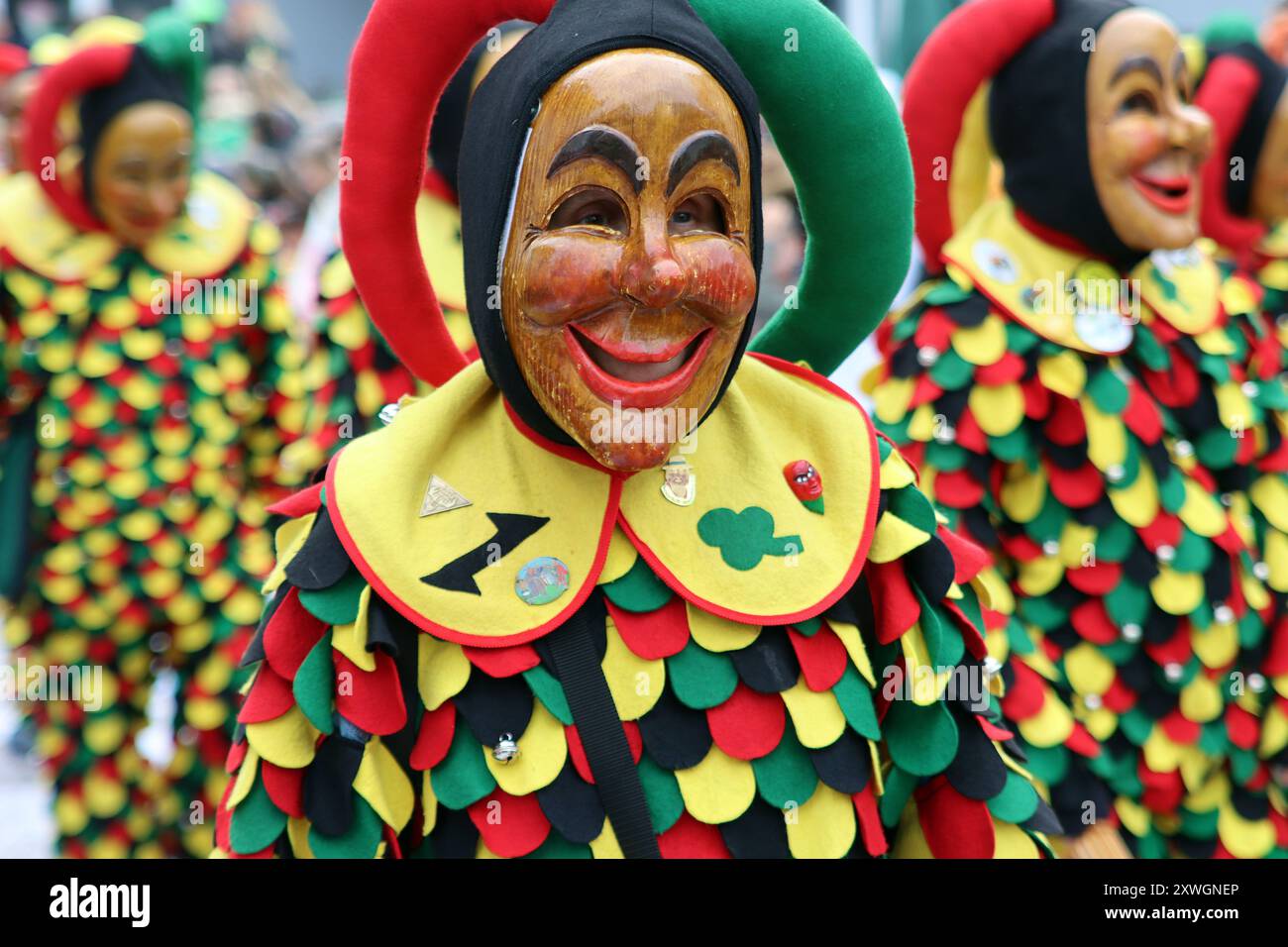 Fools in fancy dress at the Swabian-Alemannic carnival parade, Germany ...