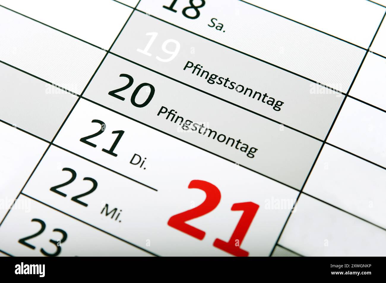 Annual calendar 2024, Whit Sunday, Whit Monday Stock Photo - Alamy