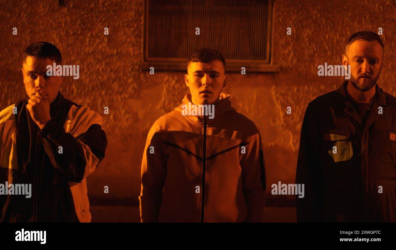 KNEECAP, from left: Moglai Bap, Mo Chara, DJ Provai, 2024. © Sony ...