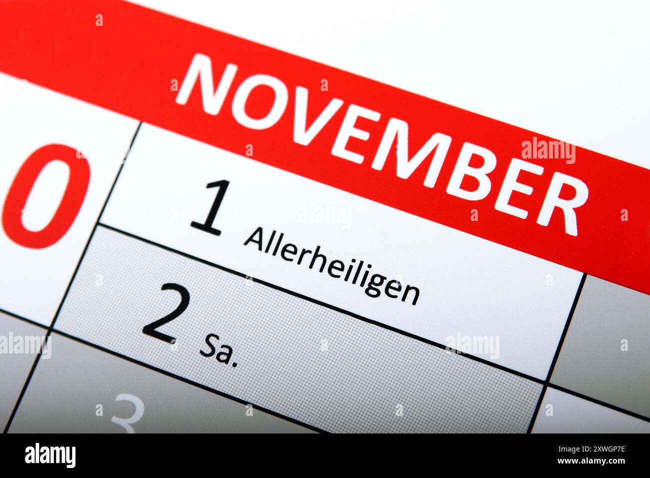 Annual calendar 2024, All Saints' Day, November 1 Stock Photo - Alamy