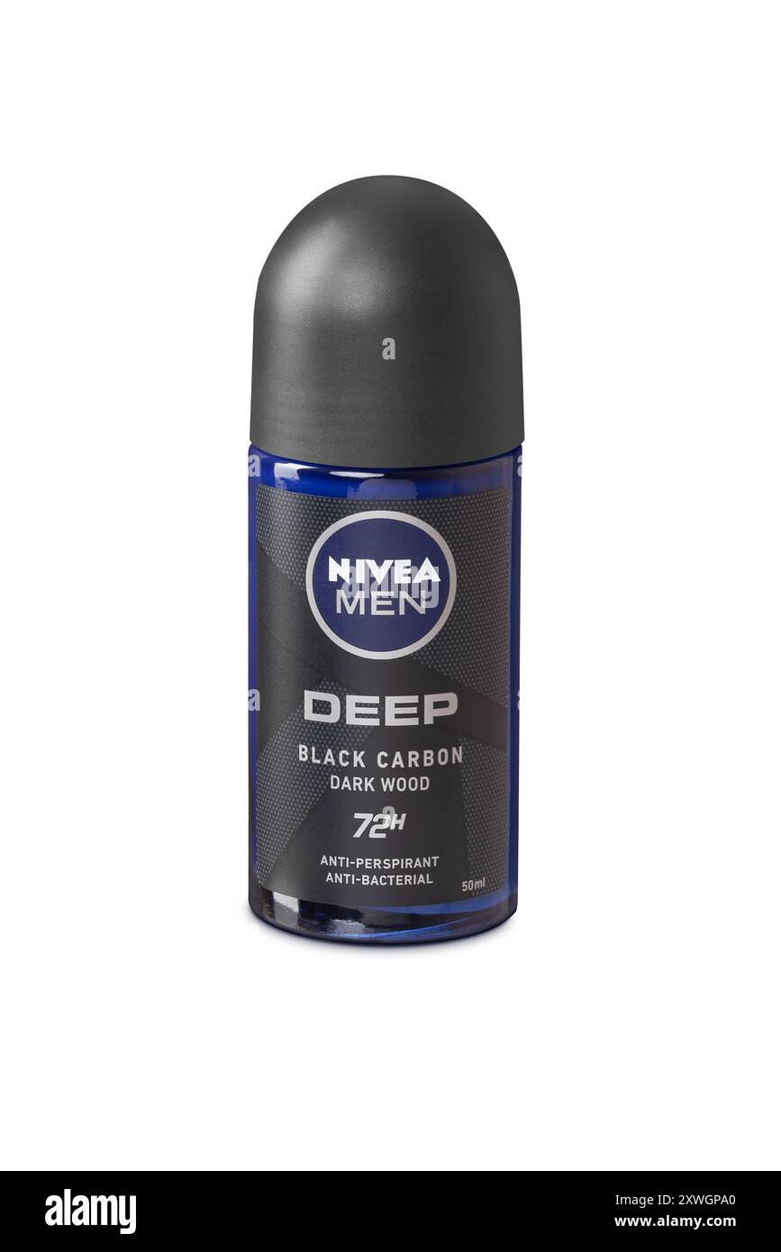 Nivea MEN deep carbon roll-on deodorant isolated on white background ...