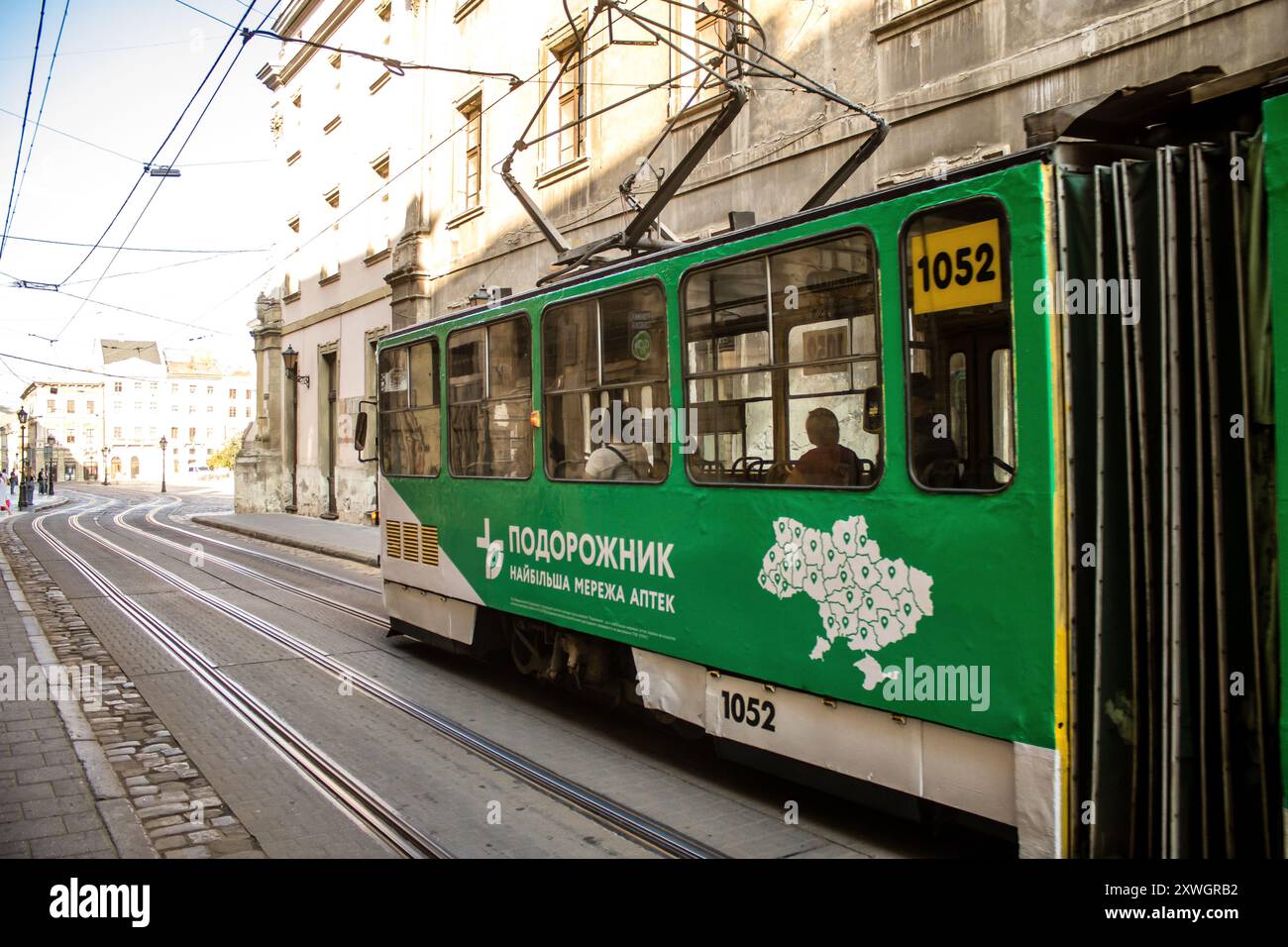 Lviv, Ukraine, August 18, 2024 Lviv tram continues to operate while the ...