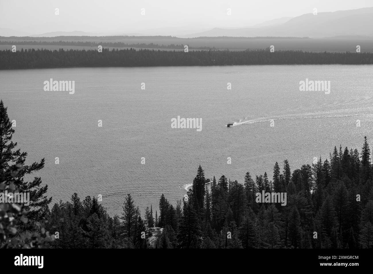 A Shuttle Boat on Jenny Lake in Grand Teton National Park Stock Photo ...