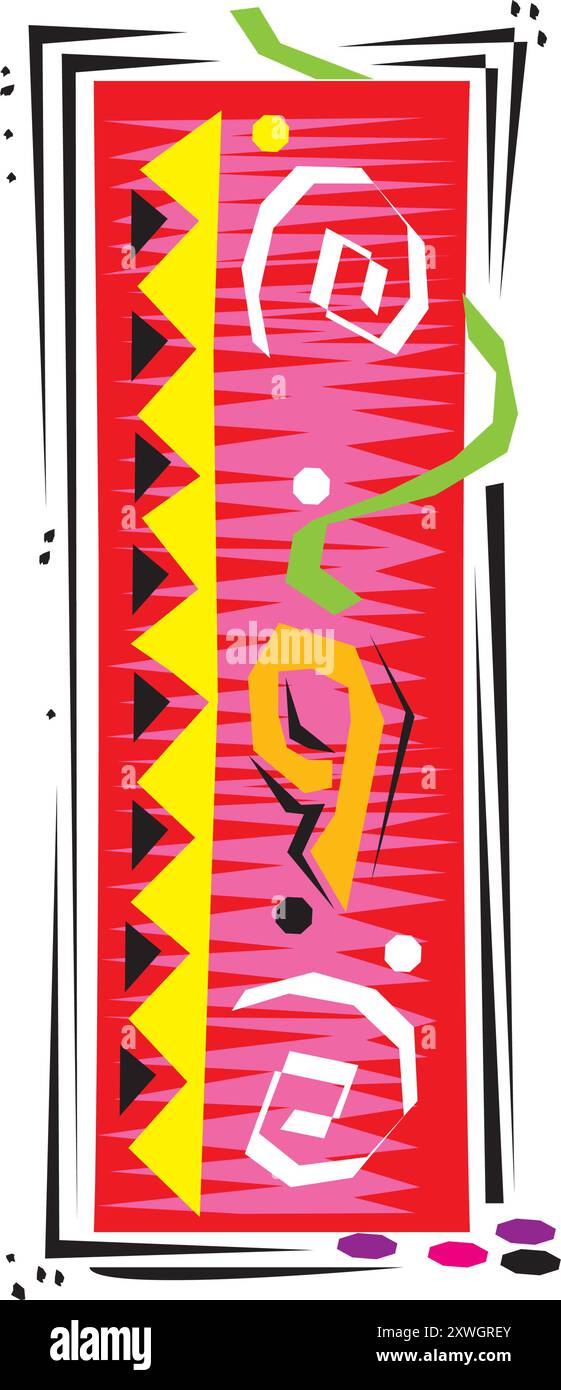 A decorative letter I in a Fiesta style with red, pink lines, and ...