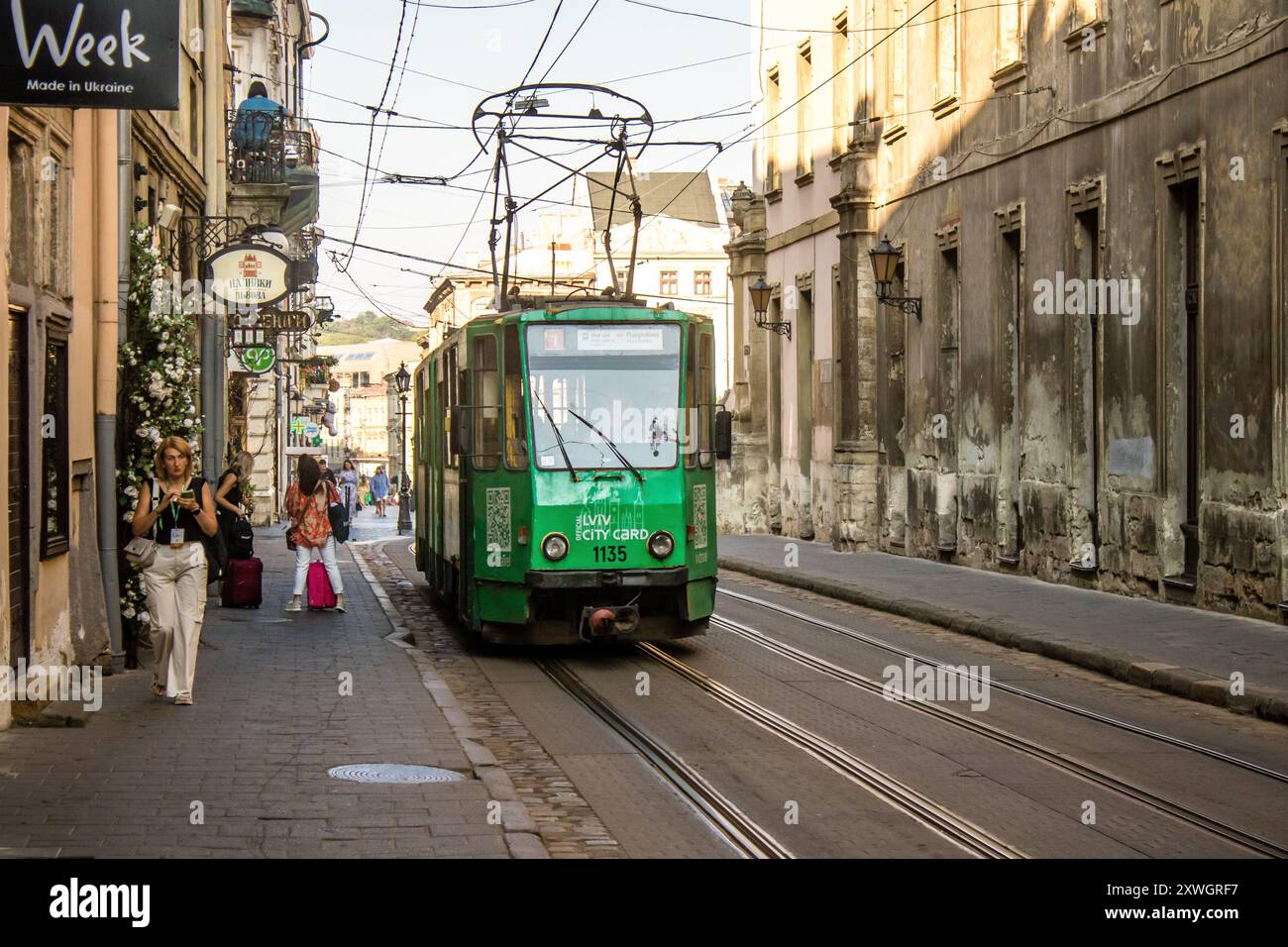 Lviv, Ukraine, August 18, 2024 Lviv tram continues to operate while the ...