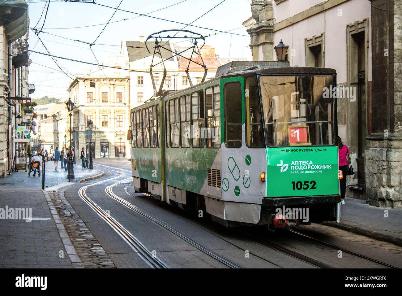 Lviv, Ukraine, August 18, 2024 Lviv tram continues to operate while the ...