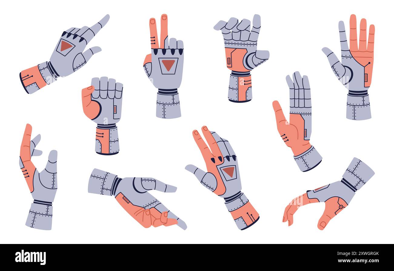 Hands robotic prosthesis. Bionic human arm, artificial intelligence ...