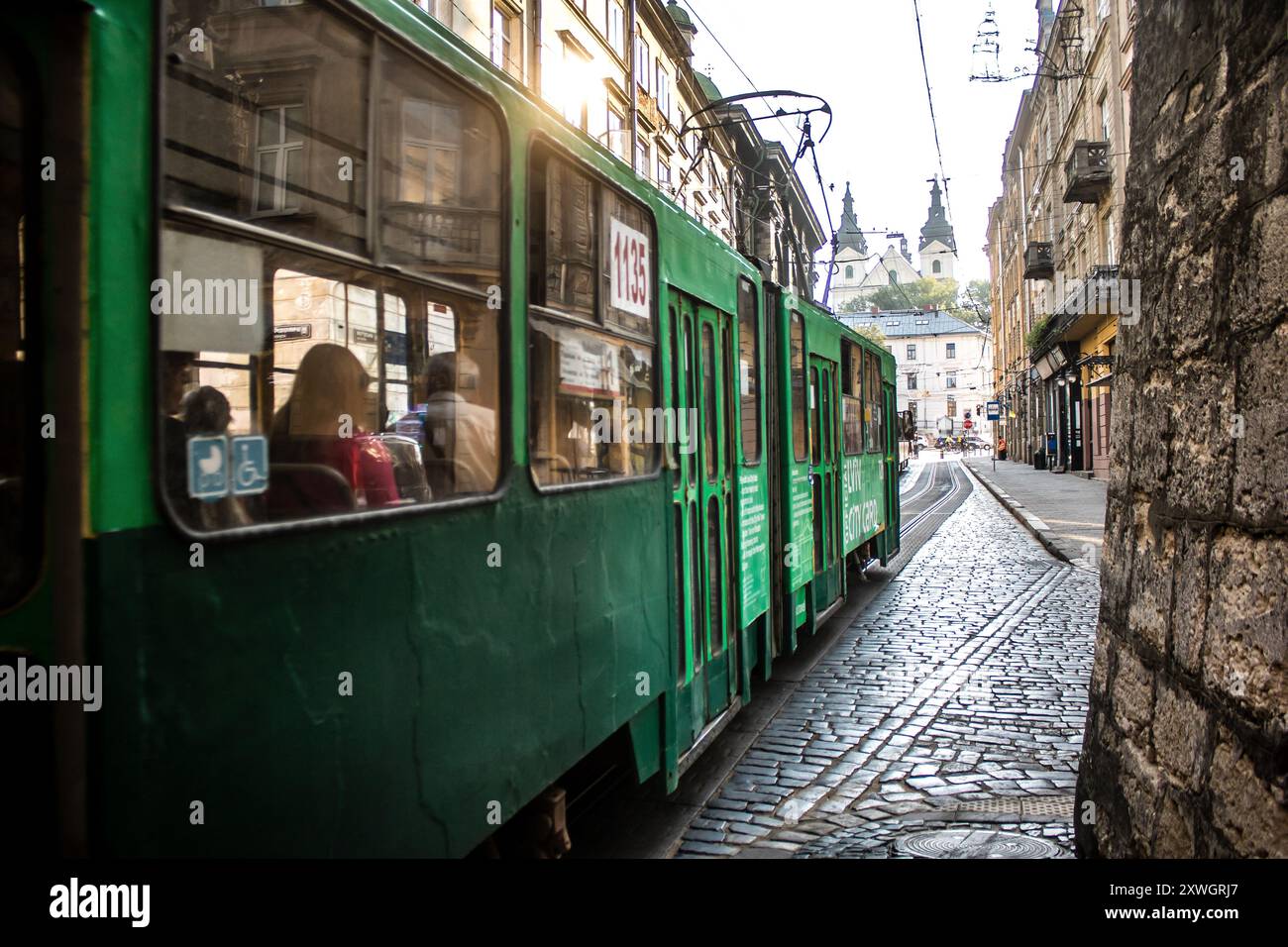 Lviv, Ukraine, August 18, 2024 Lviv tram continues to operate while the ...