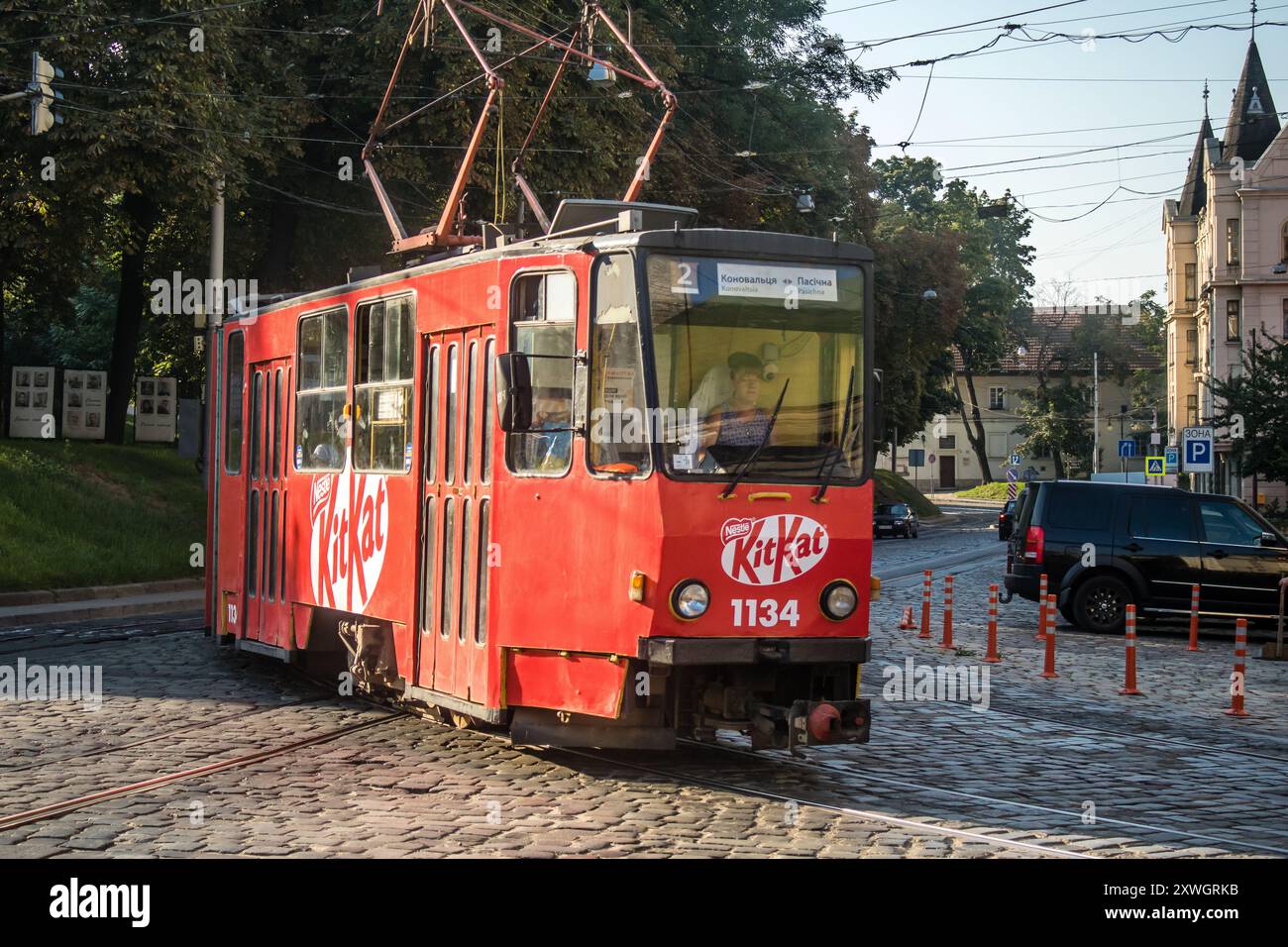 Lviv, Ukraine, August 18, 2024 Lviv tram continues to operate while the ...