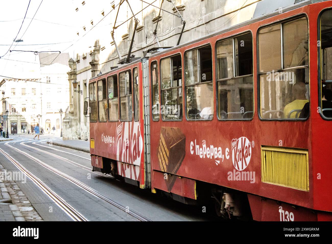 Lviv, Ukraine, August 18, 2024 Lviv tram continues to operate while the ...