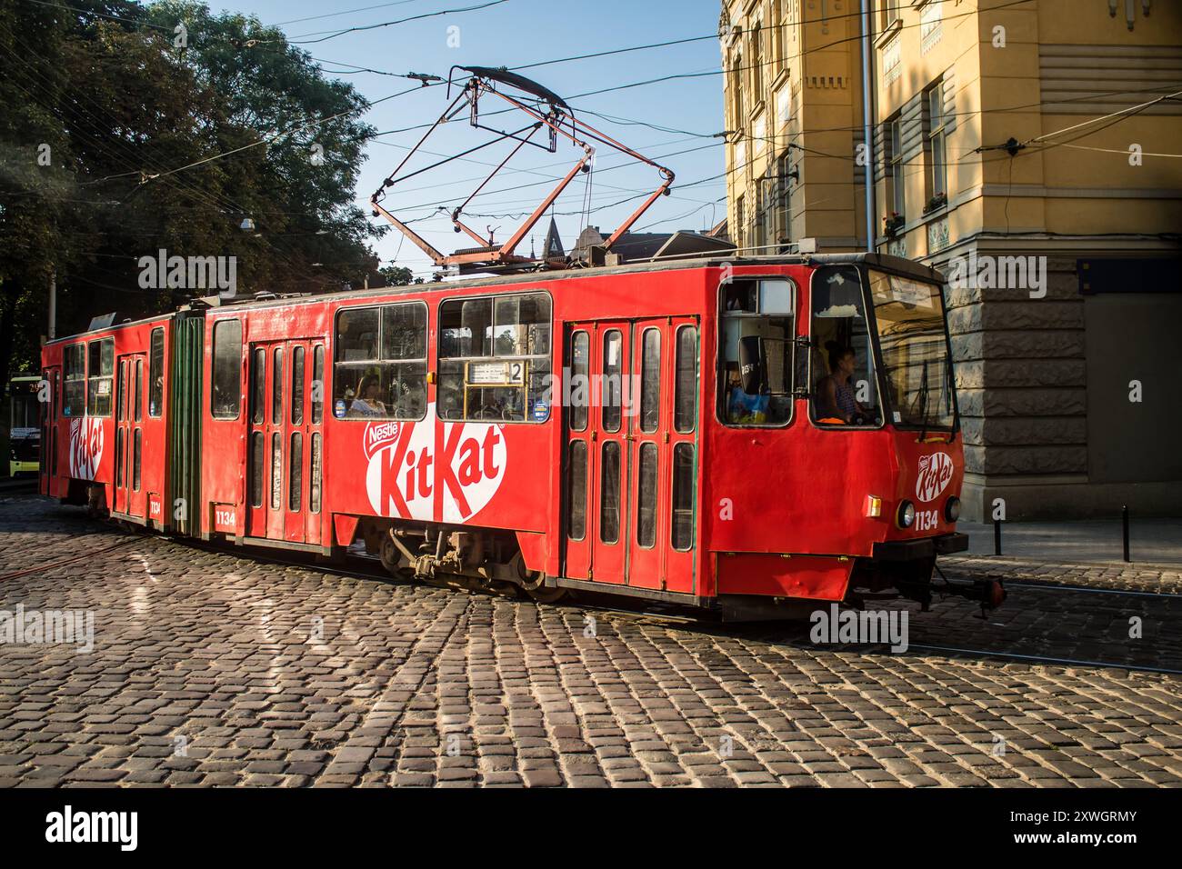 Lviv, Ukraine, August 18, 2024 Lviv tram continues to operate while the ...