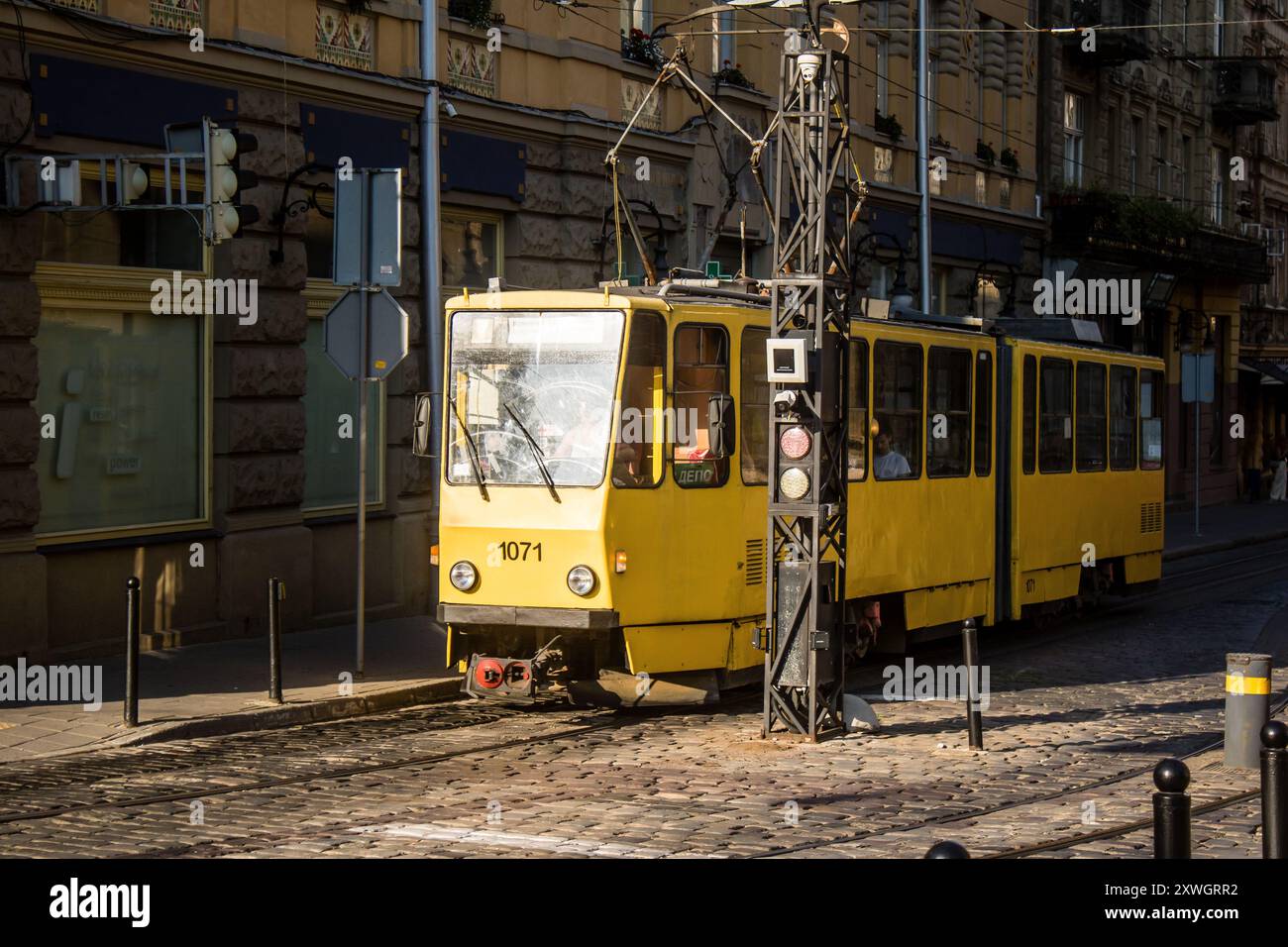 Lviv, Ukraine, August 18, 2024 Lviv tram continues to operate while the ...