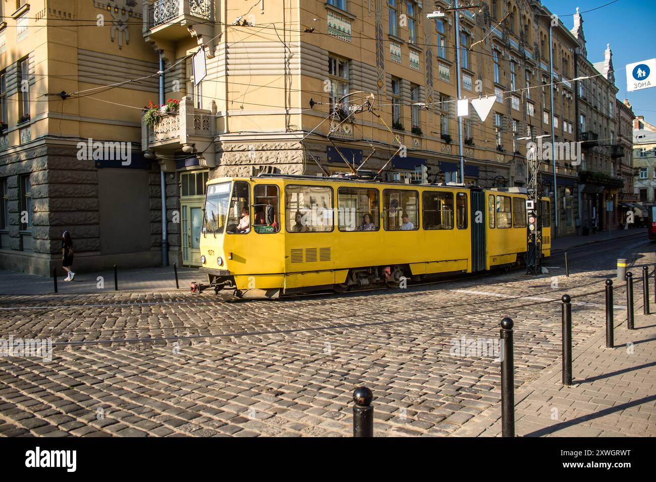 Lviv, Ukraine, August 18, 2024 Lviv tram continues to operate while the ...