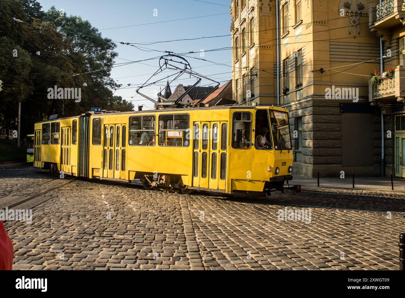 Lviv, Ukraine, August 18, 2024 Lviv tram continues to operate while the ...