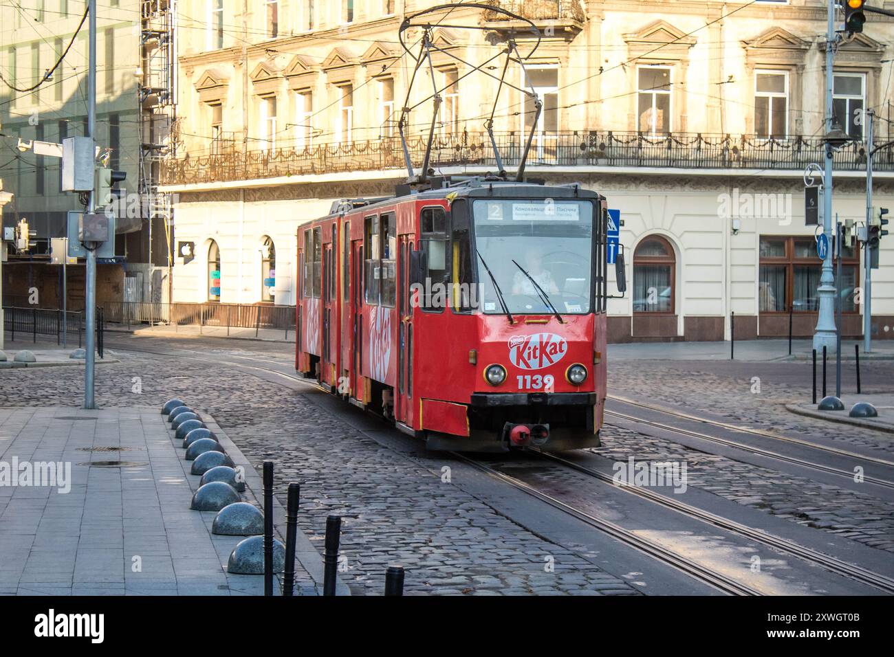 Lviv, Ukraine, August 18, 2024 Lviv tram continues to operate while the ...