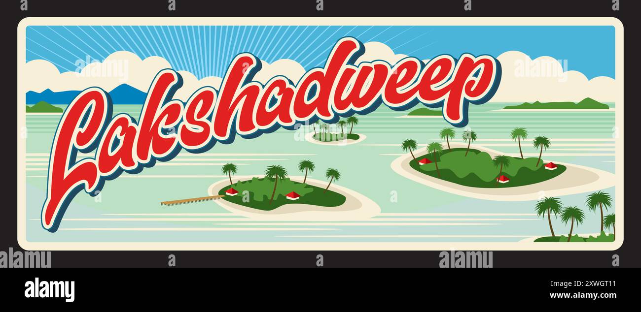 Lakshadweep Indian state vintage plate or tin plaque with little ...