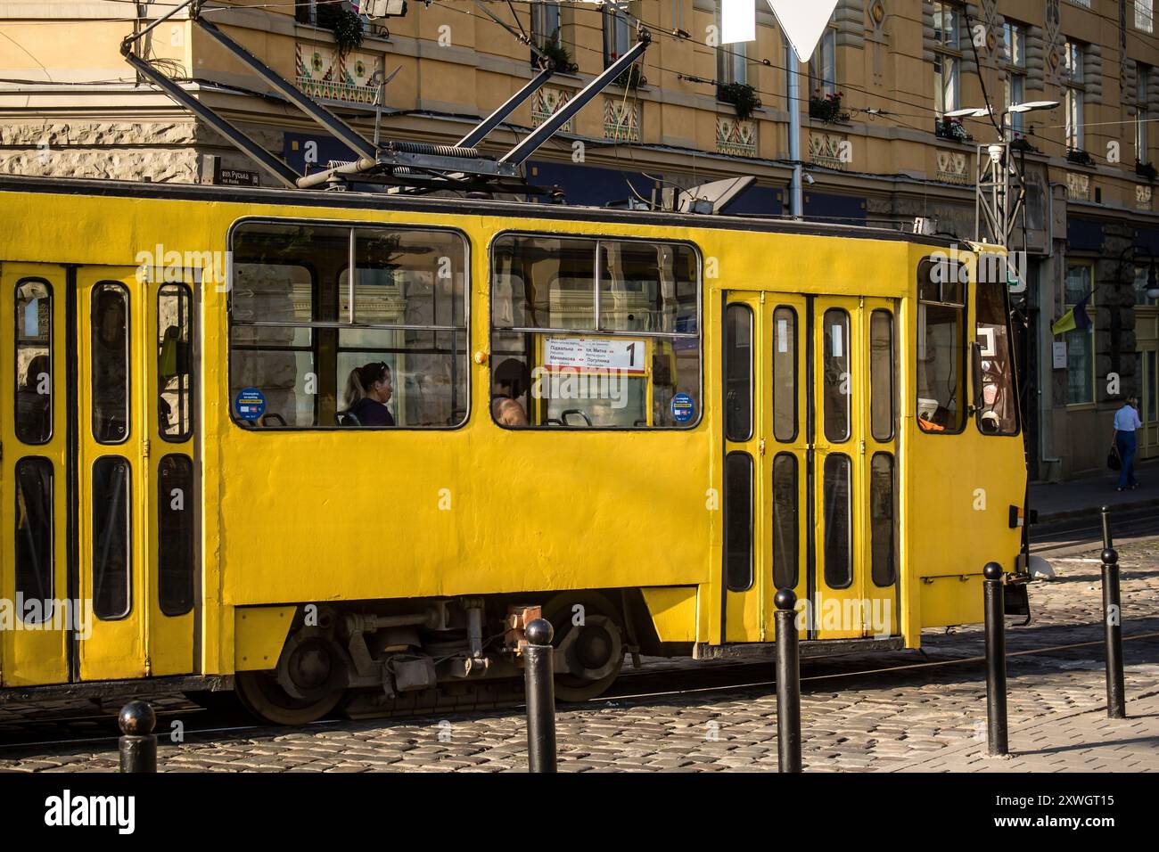 Lviv, Ukraine, August 18, 2024 Lviv tram continues to operate while the ...