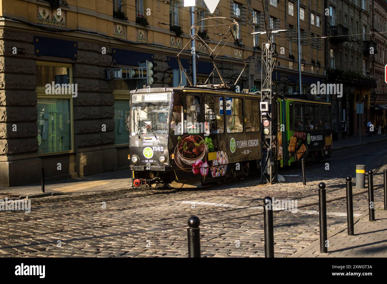 Lviv, Ukraine, August 18, 2024 Lviv tram continues to operate while the ...