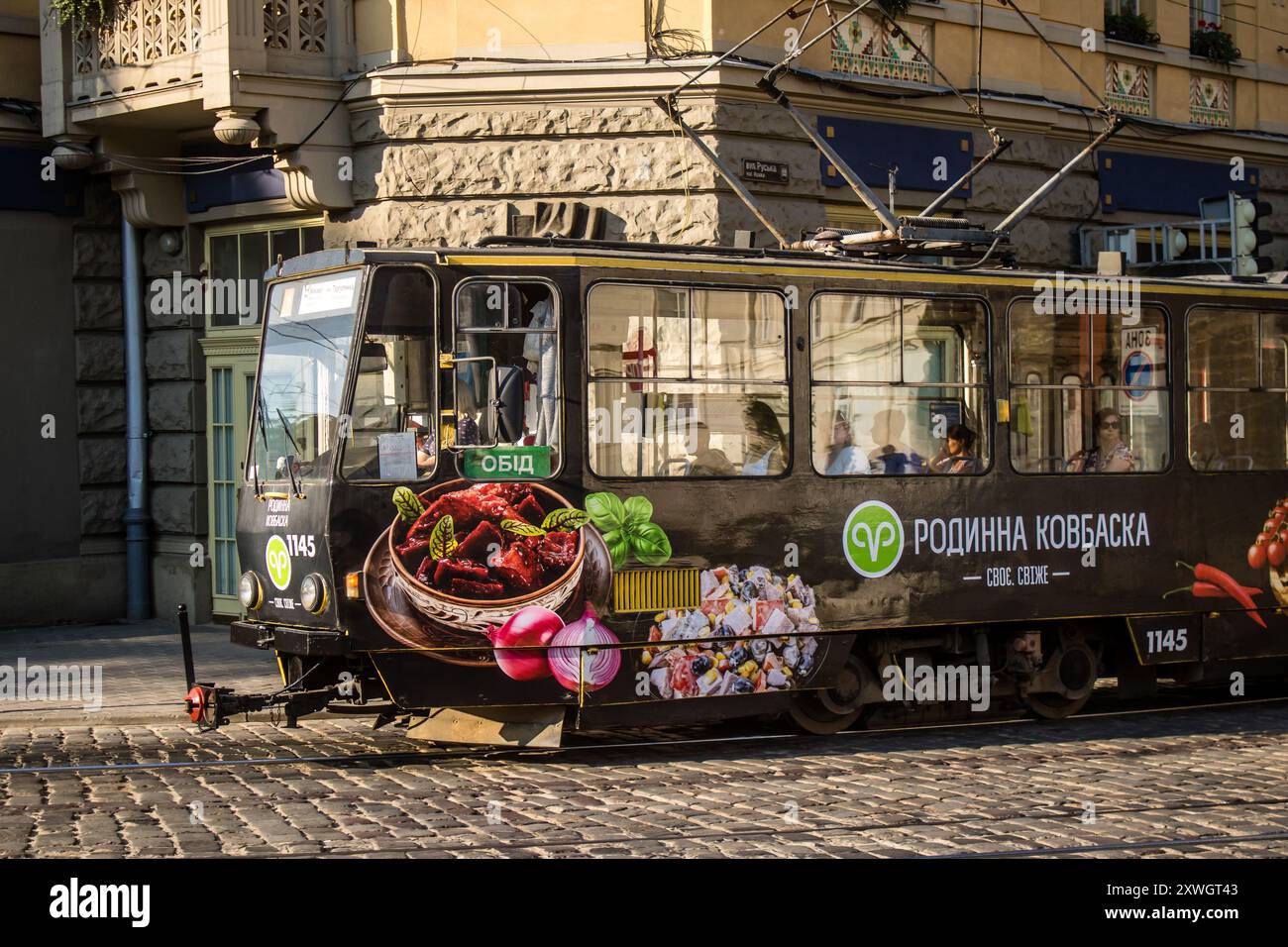 Lviv, Ukraine, August 18, 2024 Lviv tram continues to operate while the ...