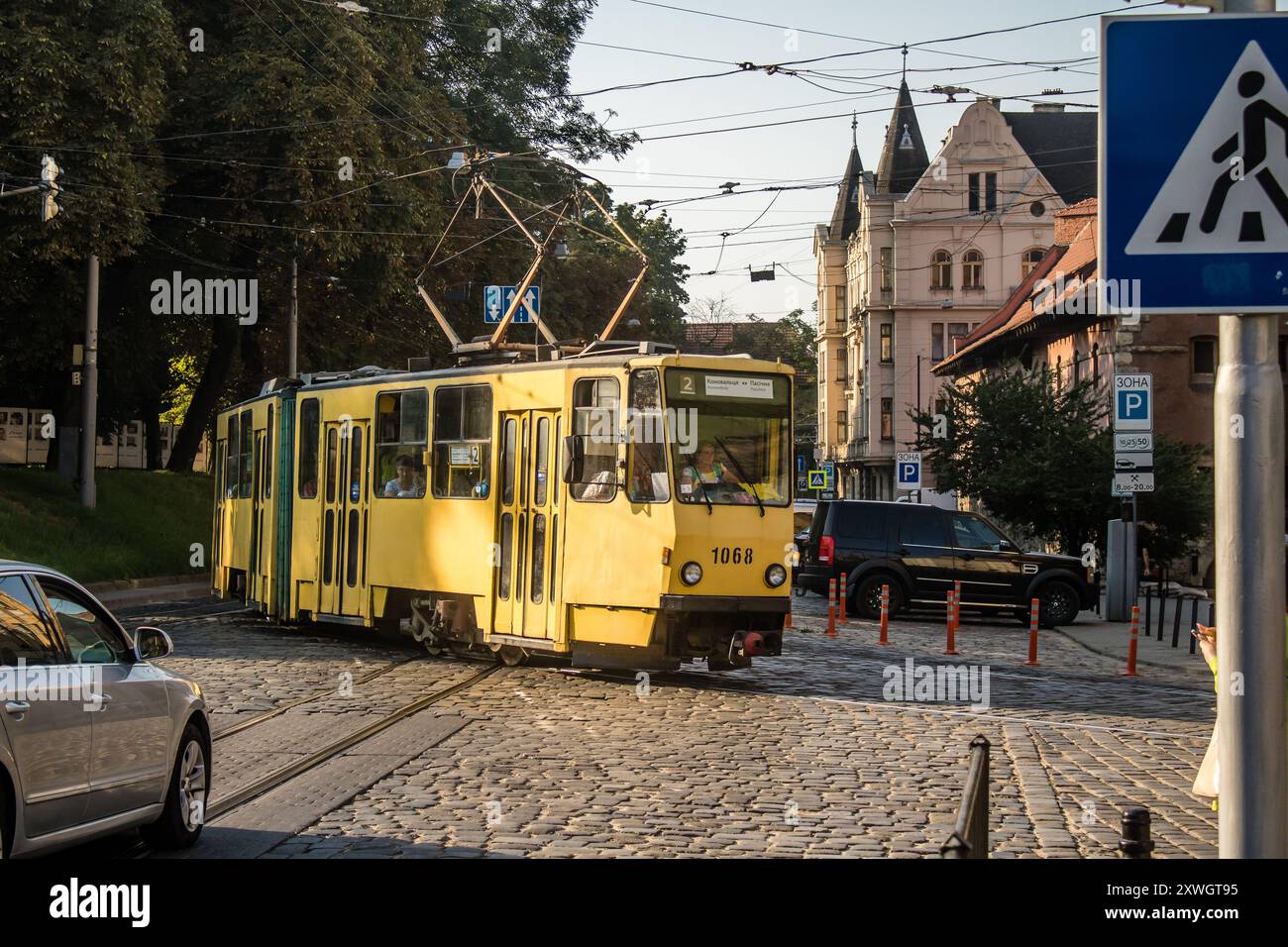 Lviv, Ukraine, August 18, 2024 Lviv tram continues to operate while the ...