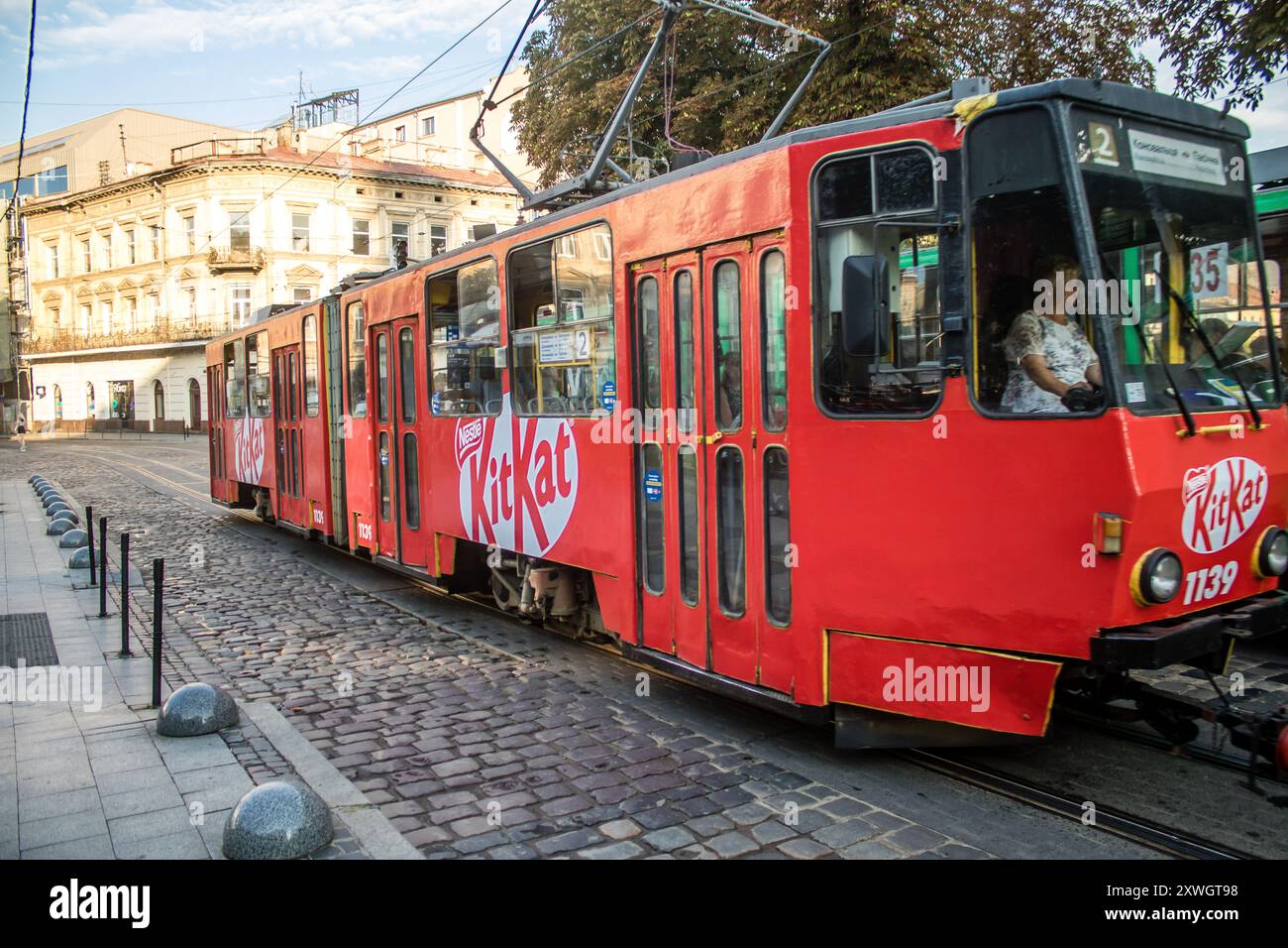 Lviv, Ukraine, August 18, 2024 Lviv tram continues to operate while the ...