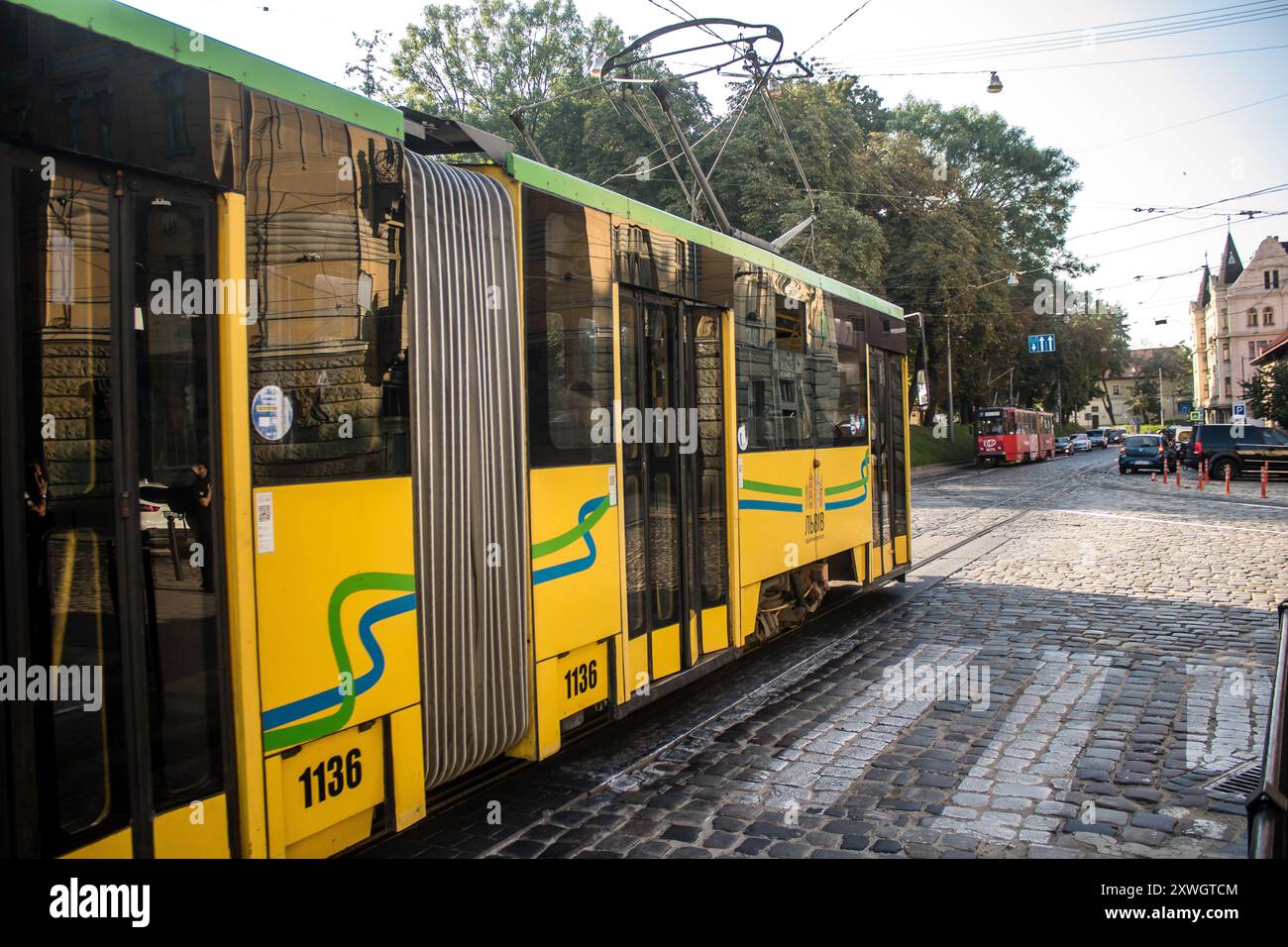 Lviv, Ukraine, August 18, 2024 Lviv tram continues to operate while the ...